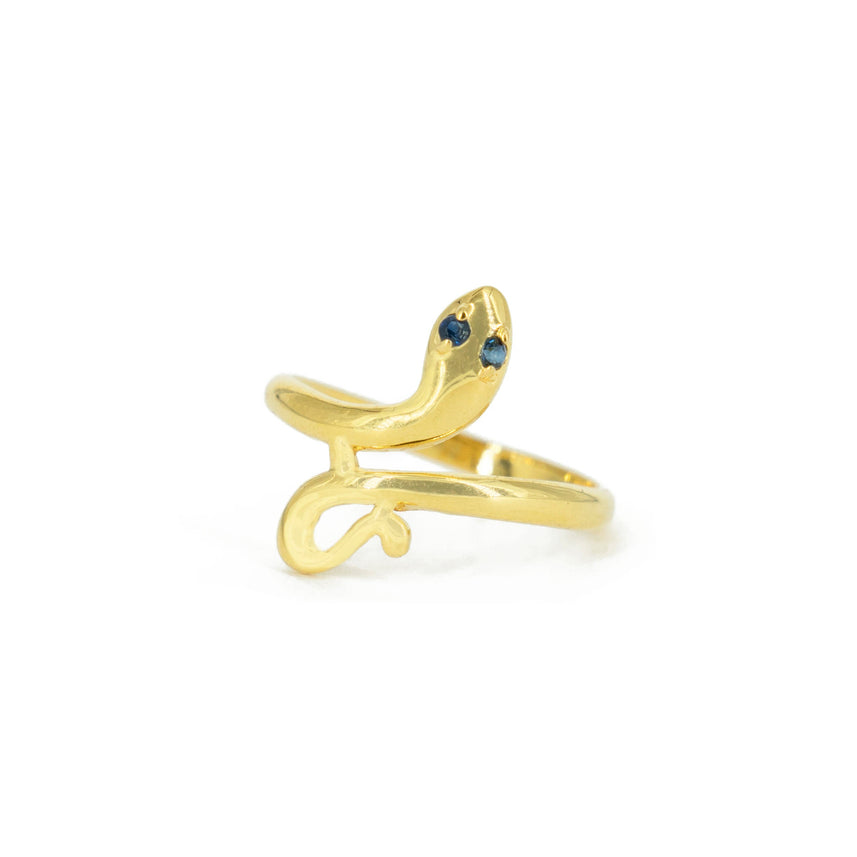 Kundalini Shakti Ring with Blue Sapphire eyes- The Sattva Collection